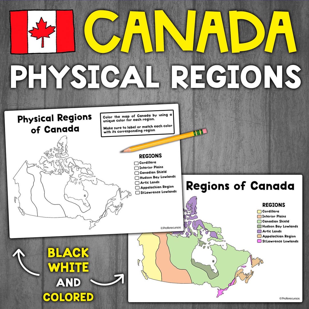 Physical Regions of Canada Map Activity Worksheet | Canadian Geography ...