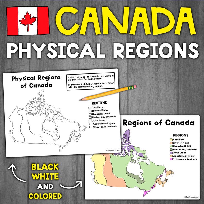 Physical Regions of Canada Map Activity Worksheet | Canadian Geography ...