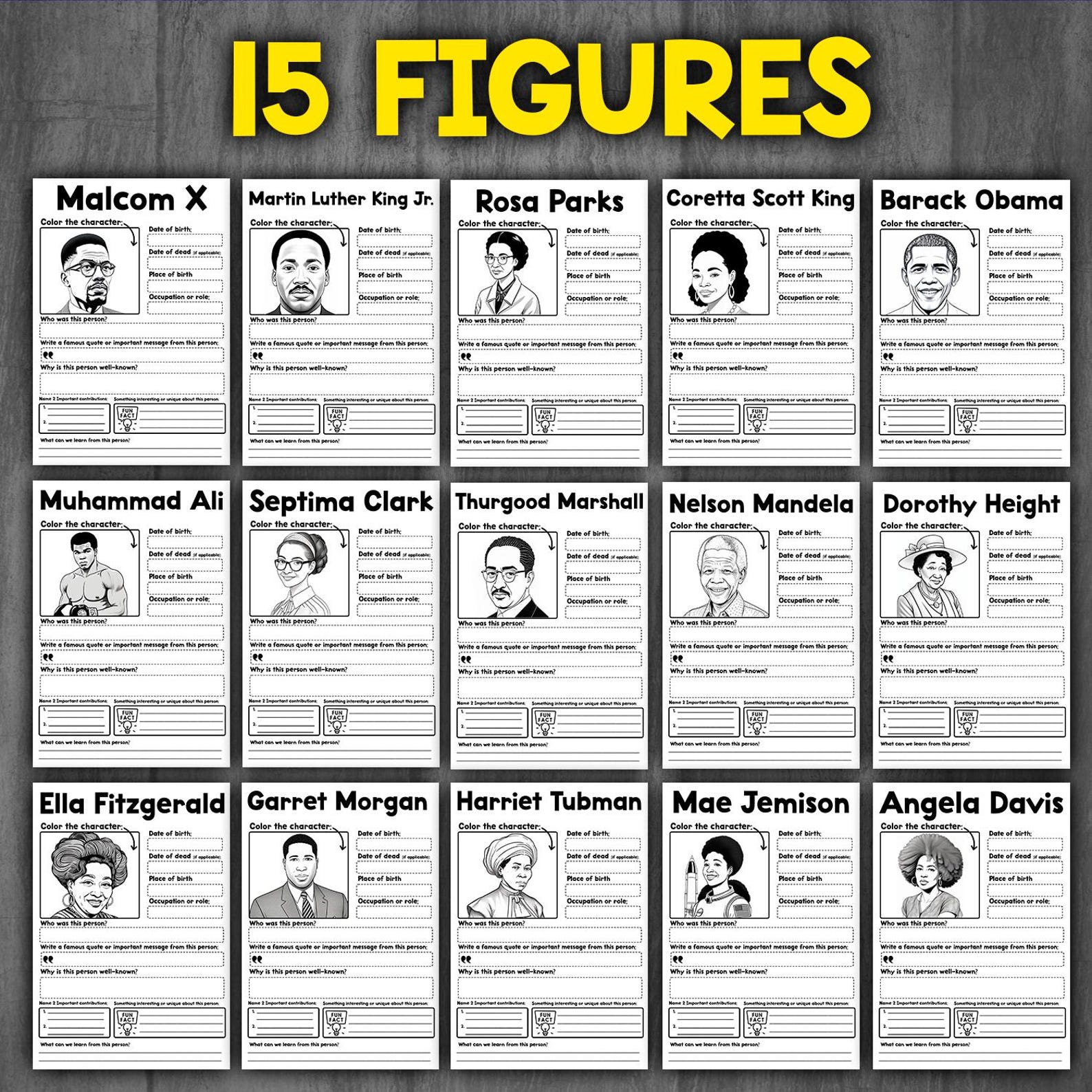 Civil Rights Movement Black Leaders Worksheets | Black History Month ...