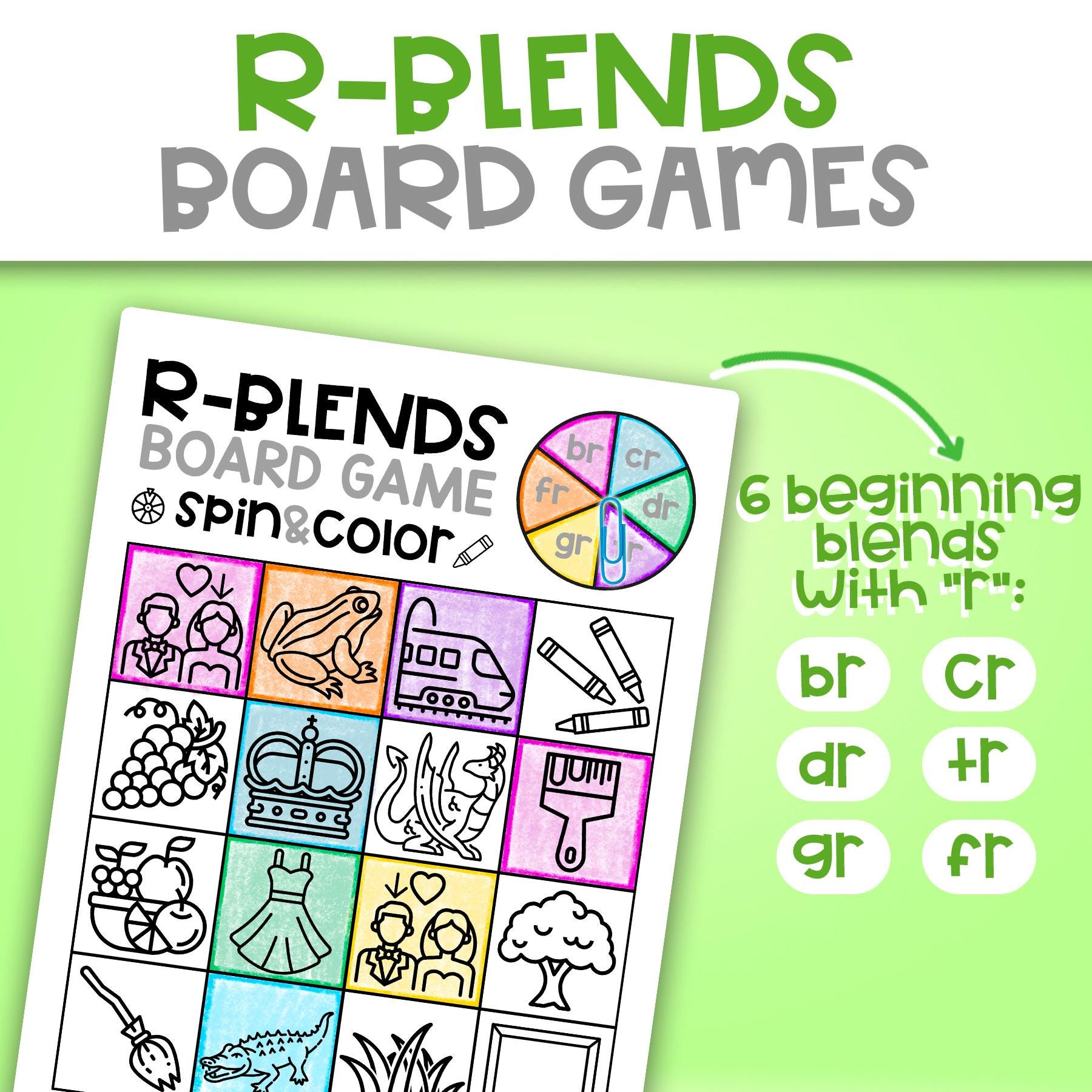 Beginning Blends Board Games Reading and Phonics Homeschooling Reading ...