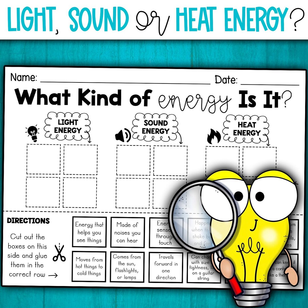 Types of Energy Sorting Activity | Light, Heat, or Sound Energy Sort ...