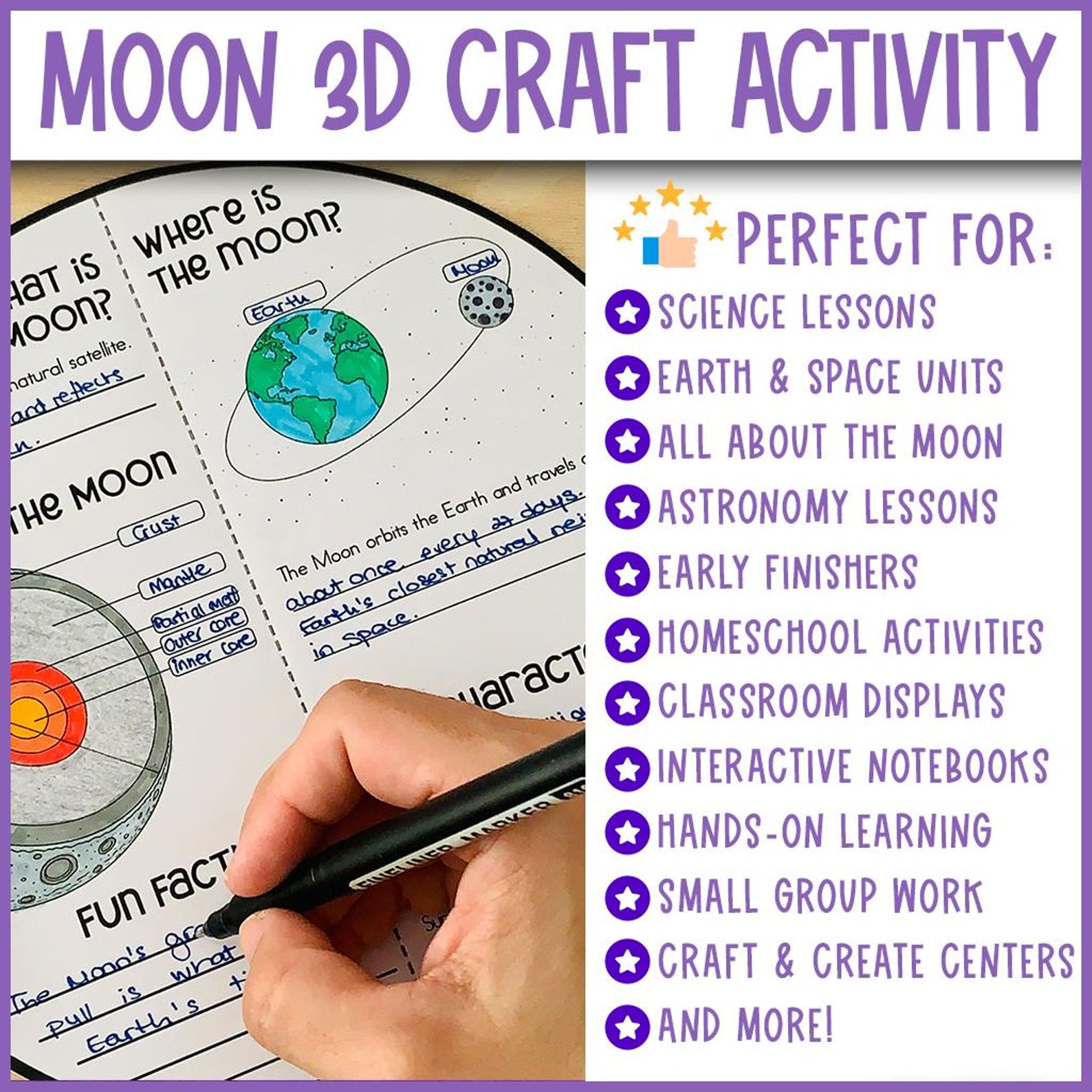 All About the Moon PROJECT | Moon 3D Craft | Hands-on Science Activity ...