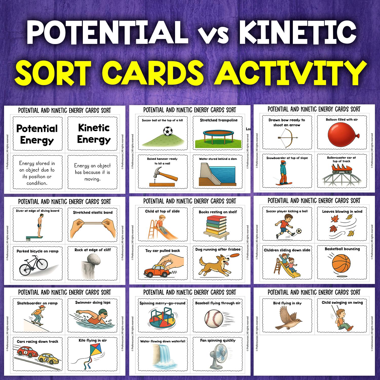 Potential and Kinetic Energy Card Sort Activity | Types of Energy ...