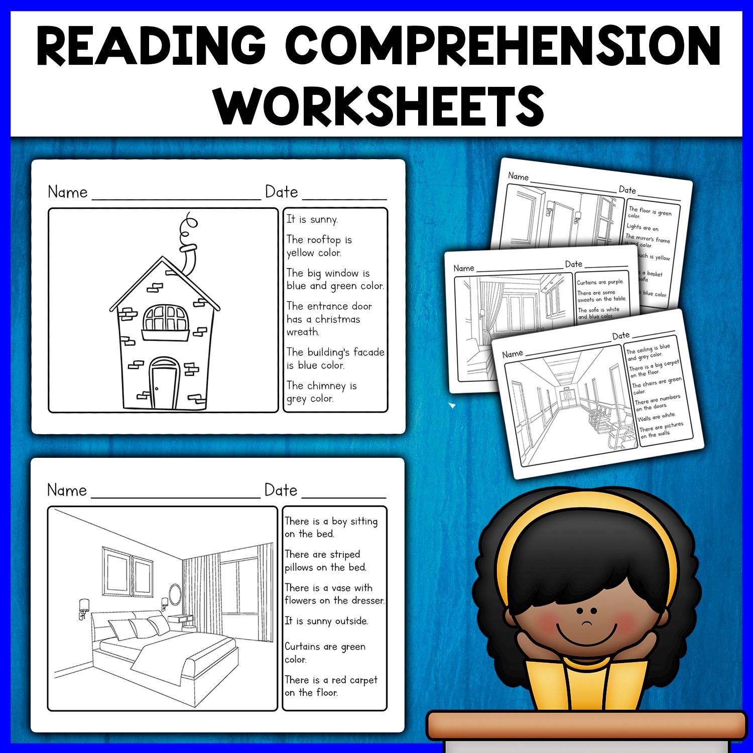 Reading Comprehension Worksheets | Read and Draw / Color | Reading ...