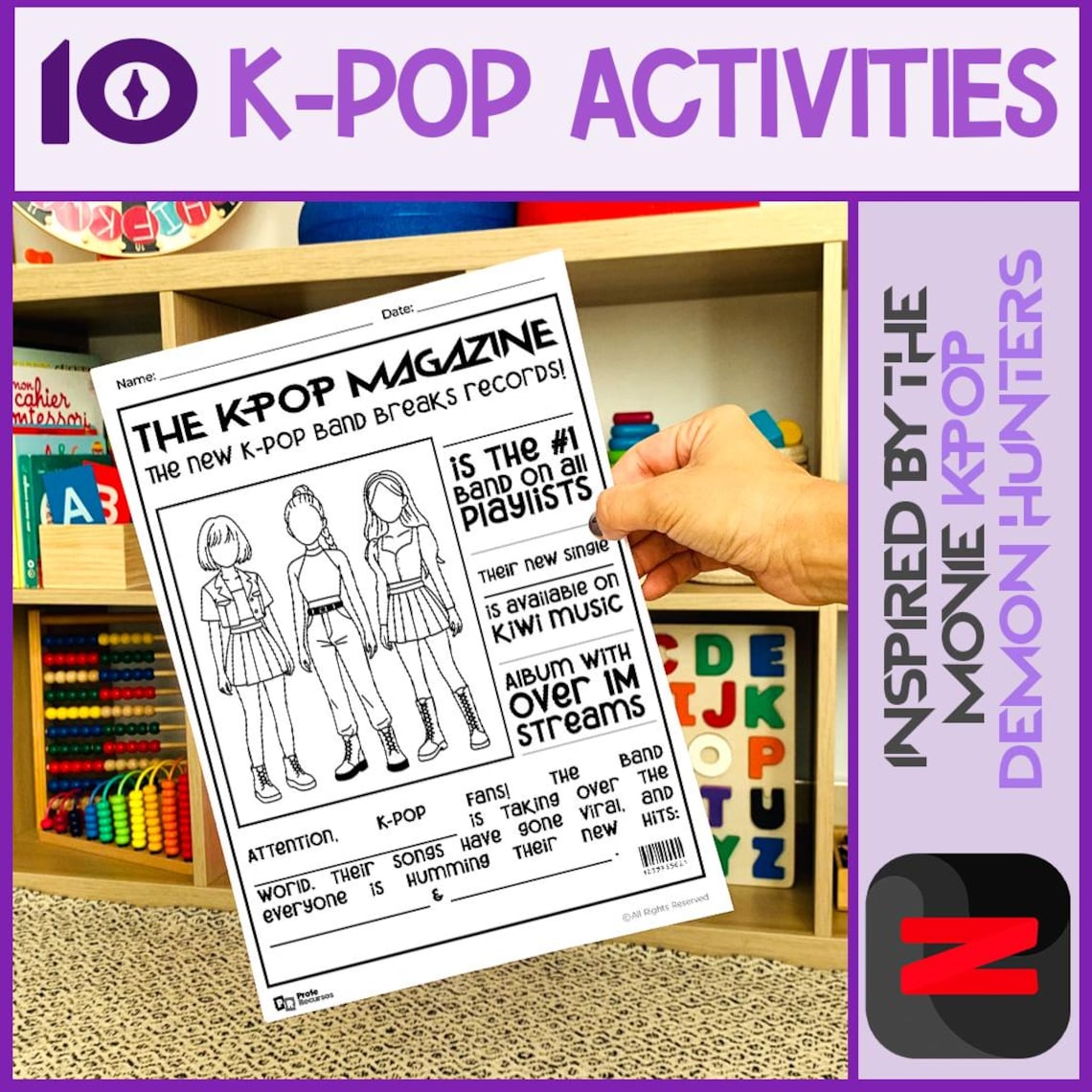 K-pop Activity Pack K Pop Demon Hunters Movie Inspired Creative Writing ...