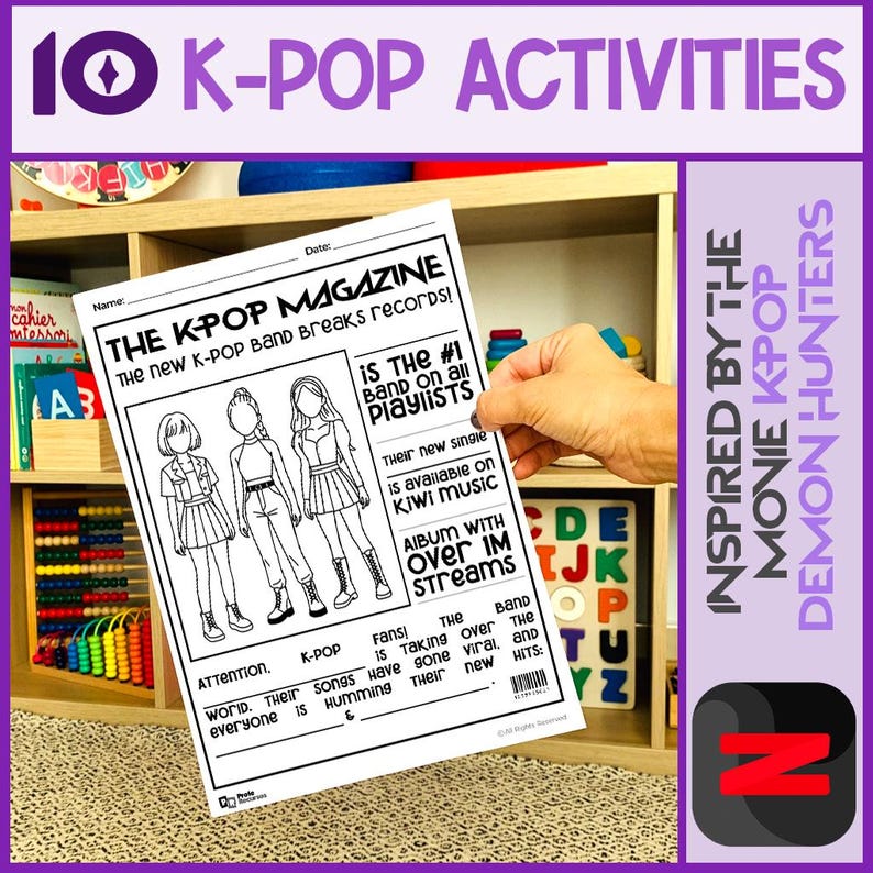 K-pop Activity Pack K Pop Demon Hunters Movie Inspired Creative Writing ...