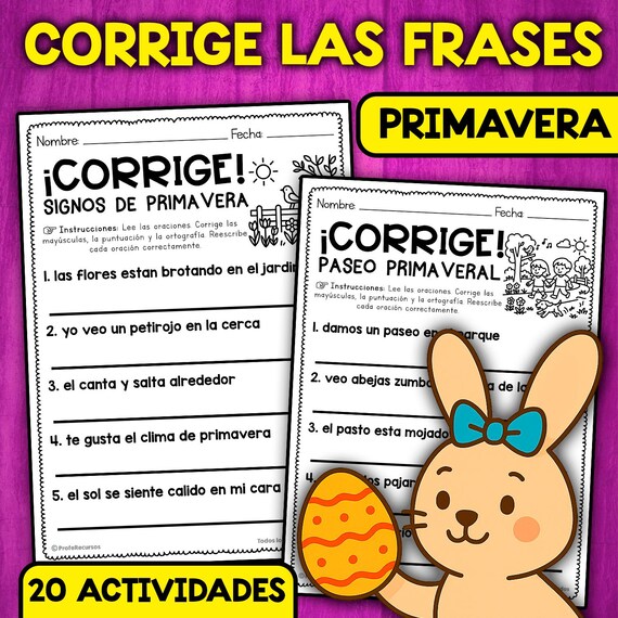 Hojas De Trabajo Para Corregir Oraciones
