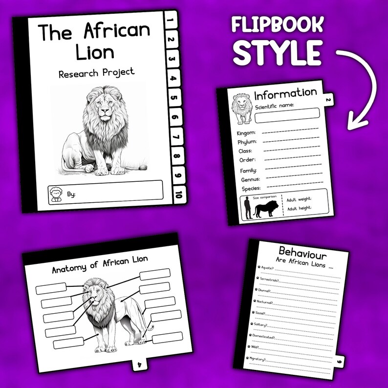 Lion Research Project | Science Writing Activity | Lion Research Report ...