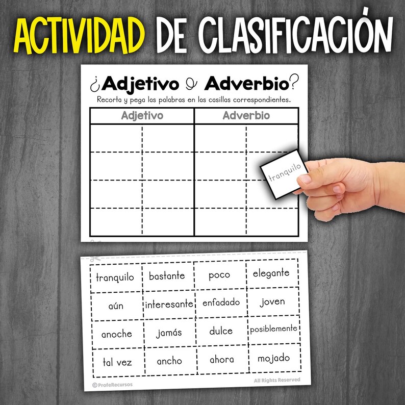 Classification of Adjectives and Adverbs | Spanish Grammar Activity ...