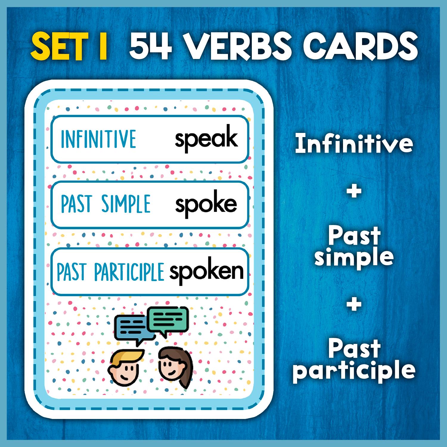 Irregular Verbs Cards SET 1 | Infinitive + Past Simple + Past ...
