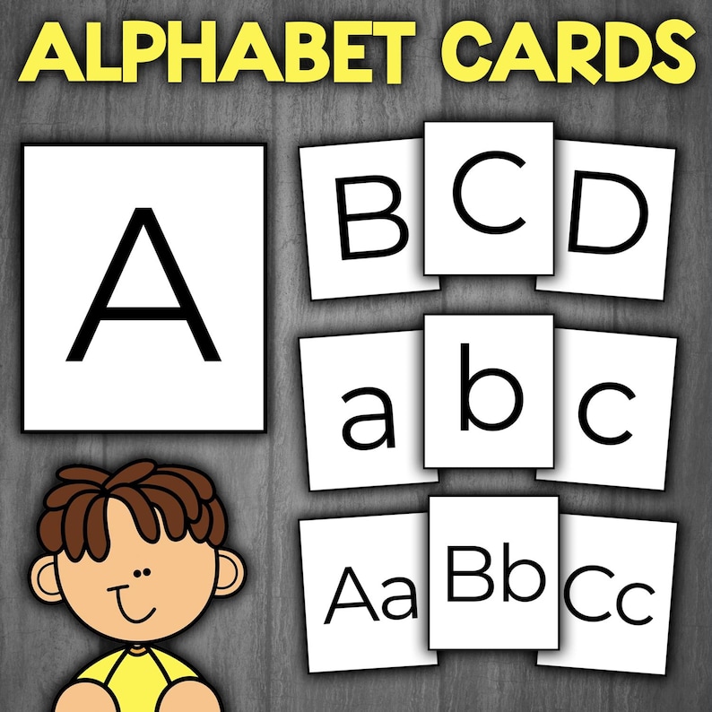 Alphabet Flashcards Printable A-Z Uppercase Lowercase Matching Letters ...