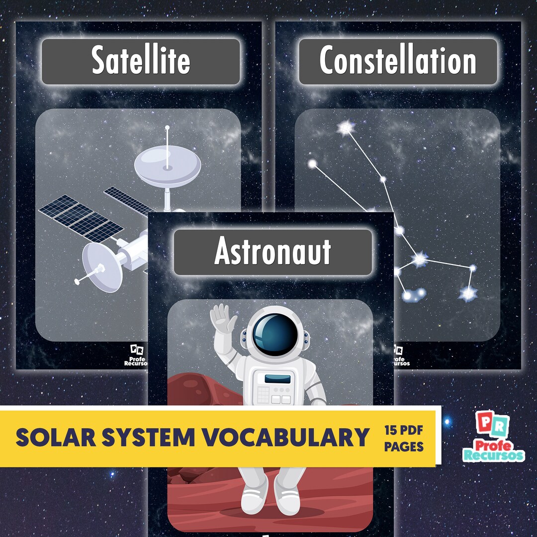 Solar System Vocabulary Flashcards in English - Etsy