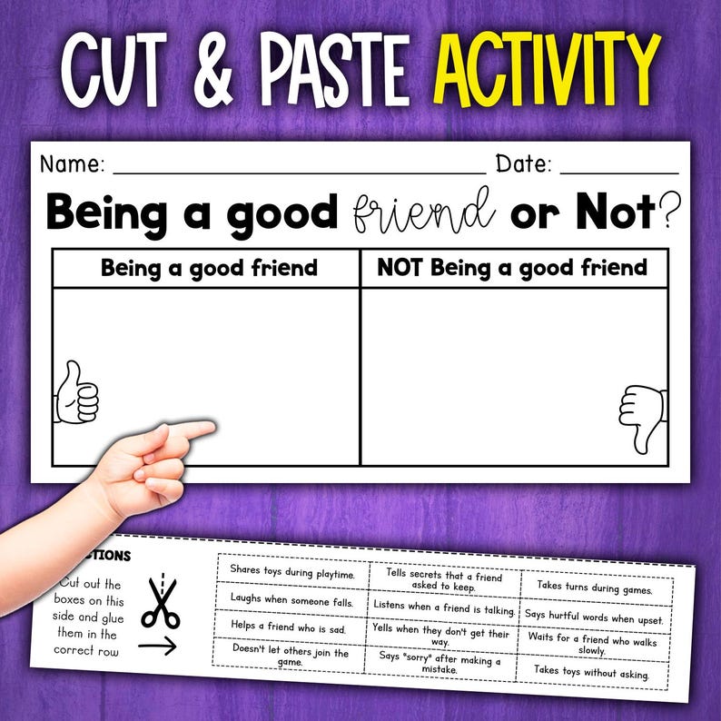 Being a Good Friend Sort Worksheet | Friendship Activity for SEL ...