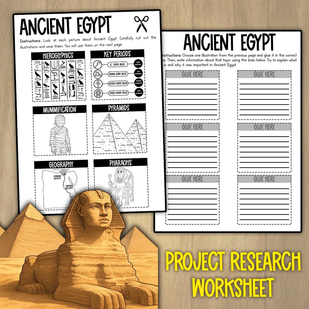 ANCIENT EGYPT Project RESEARCH Worksheet Activity | Egyptian ...