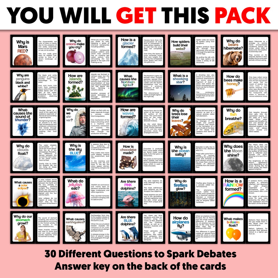 Spark Debate Cards 30 Task Cards for Conversation Debate Topics ...
