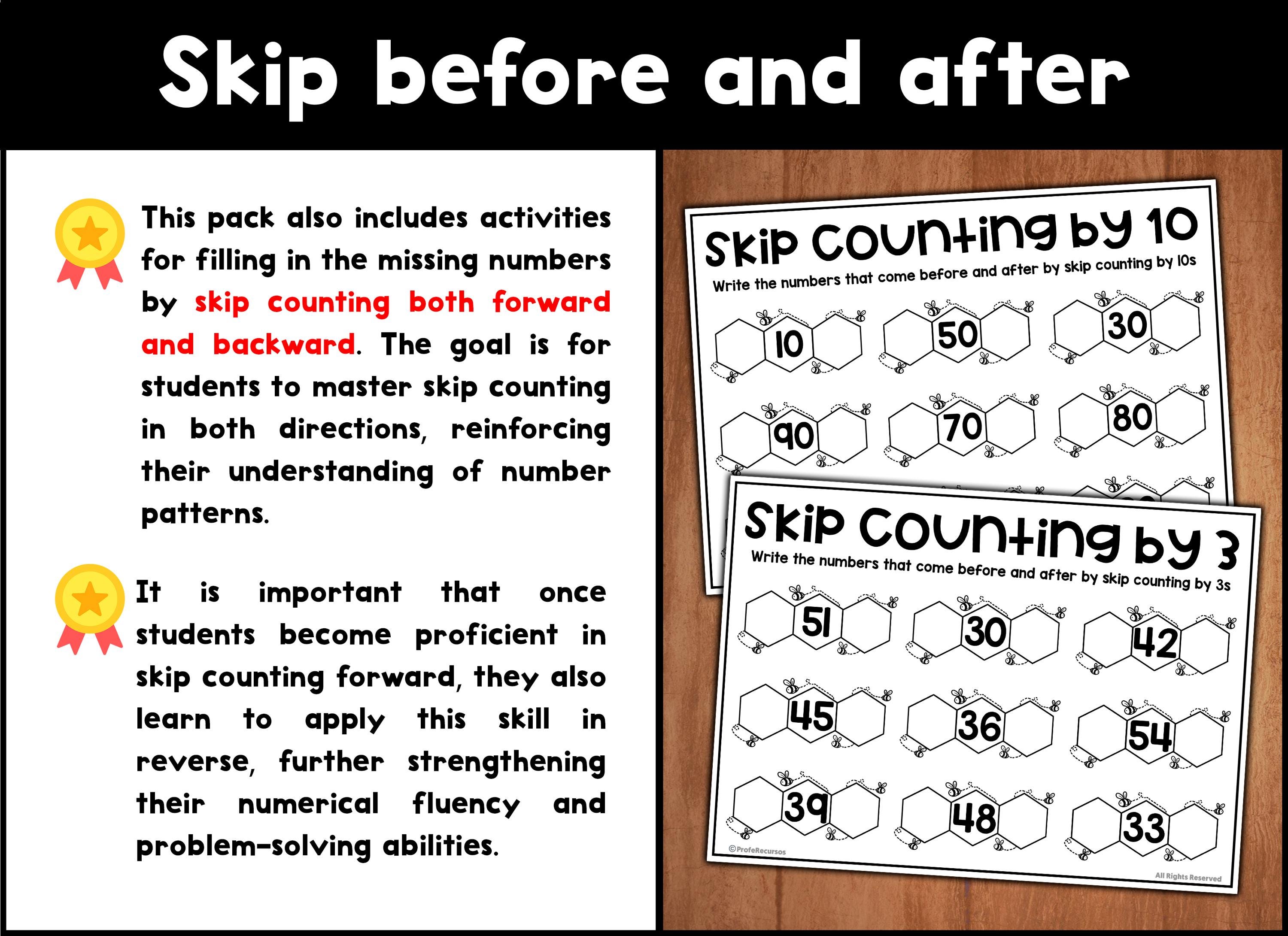 Skip Count by 2's, 3's, 5's and 10's Skip Counting Worksheets Bee ...