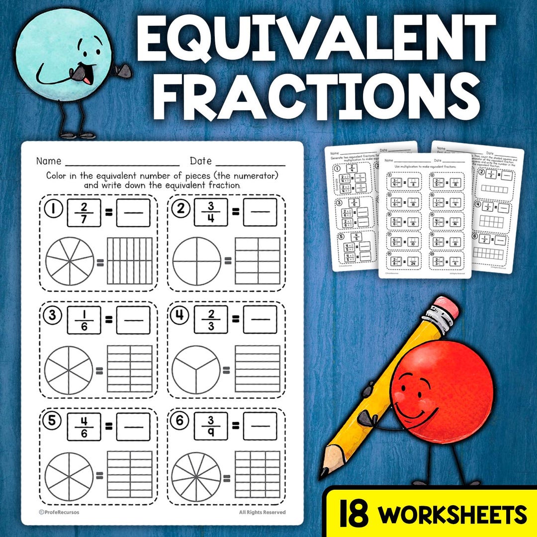 Equivalent Fractions Worksheets | Fraction Review Activities | 4th ...