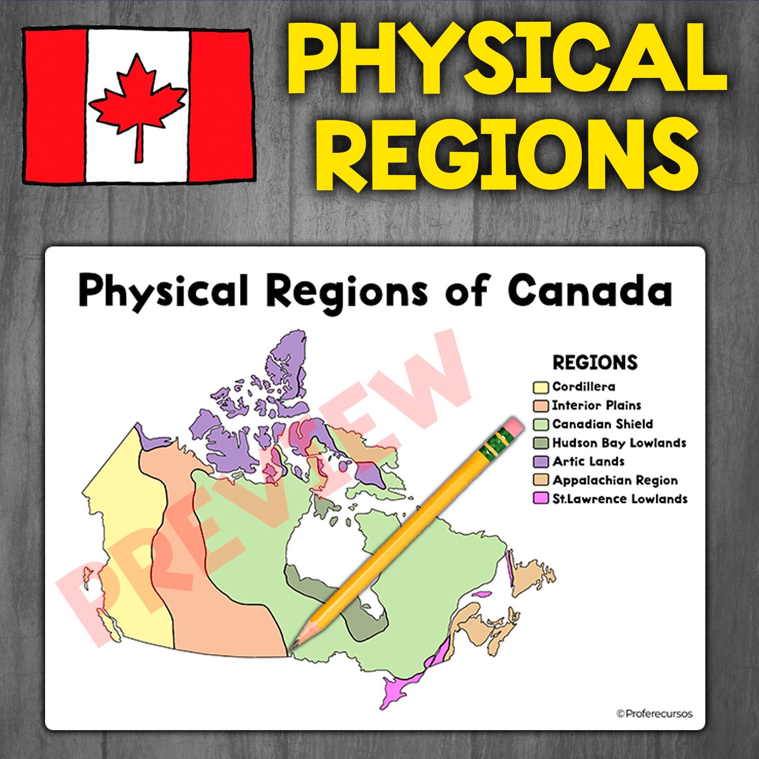 Physical Regions of Canada Map Activity Worksheet | Canadian Geography ...