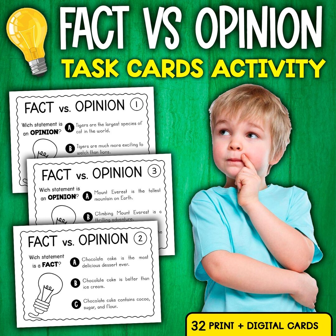 Fact and Opinion Task Cards Activity | Fact VS Opinion | Print ...