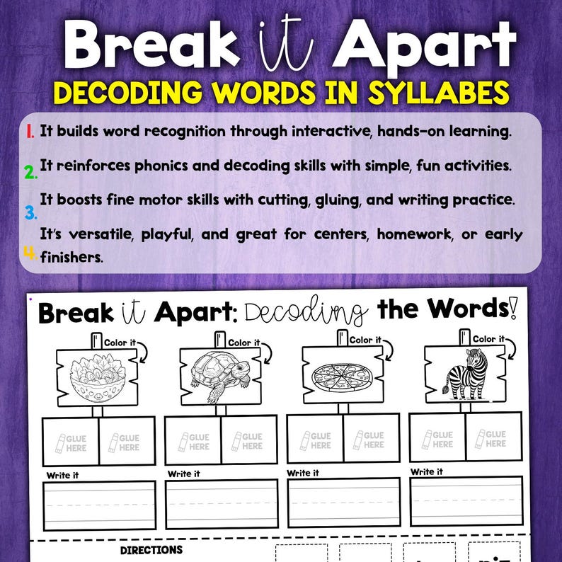 Decoding Multisyllabic Words Worksheets | Building Multisyllabic Words ...