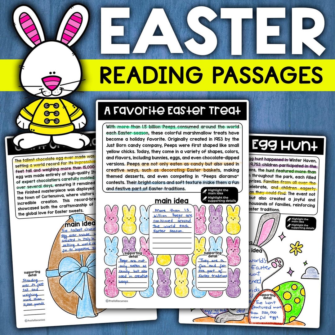 Easter Reading Comprehension Passages | Graphic Organizers, Main Idea ...