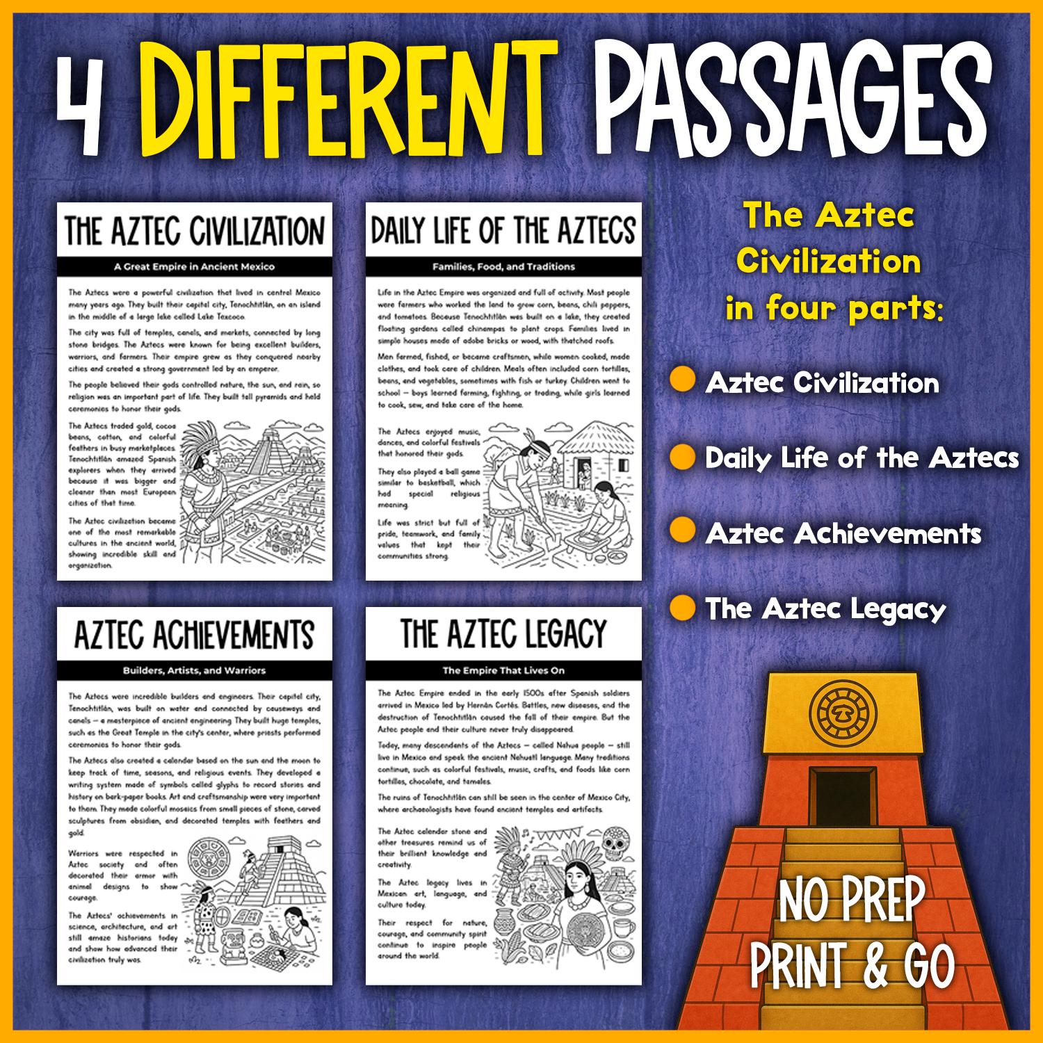 Aztec Civilization Reading Passages and Activities | Ancient ...