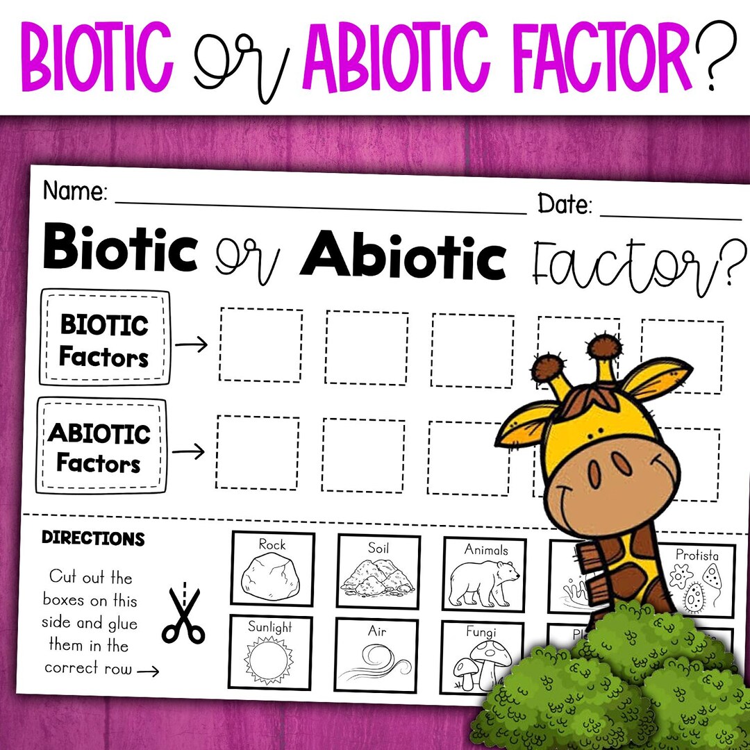 Biotic and Abiotic Factors Sorting Activity | Cut and Paste Worksheet ...