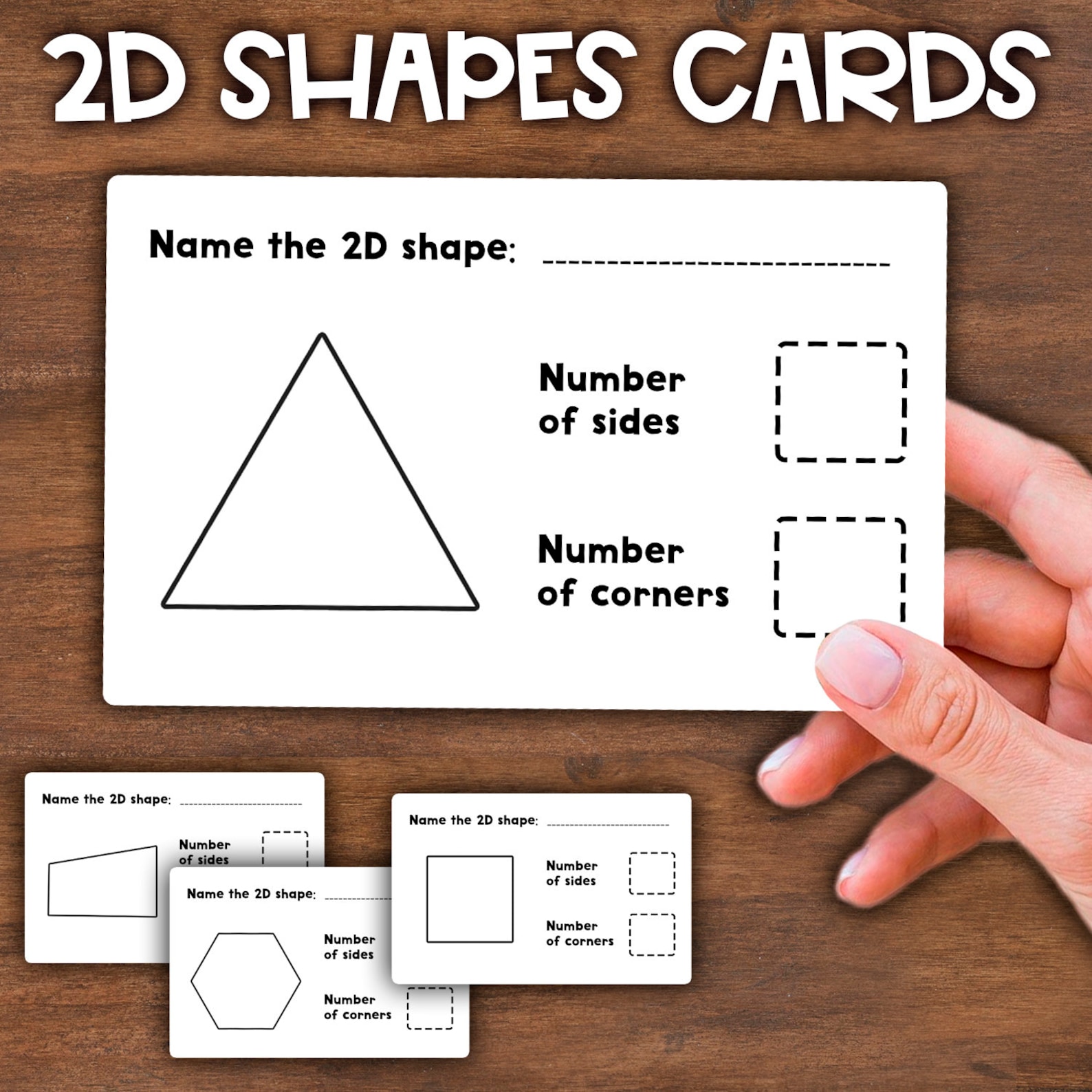 2D Shapes Cards | Side, Vertices, Corners, Edges | 2D Shapes Worksheets ...