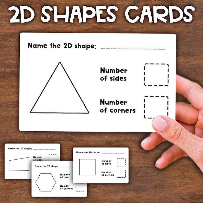 2D Shapes Cards | Side, Vertices, Corners, Edges | 2D Shapes Worksheets ...