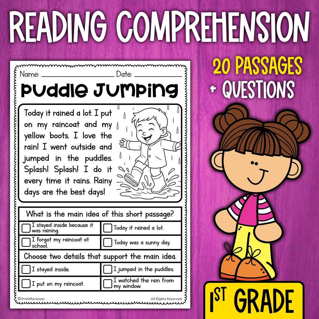 Identifying the Main Idea Reading Comprehension Passages | First Grade ...