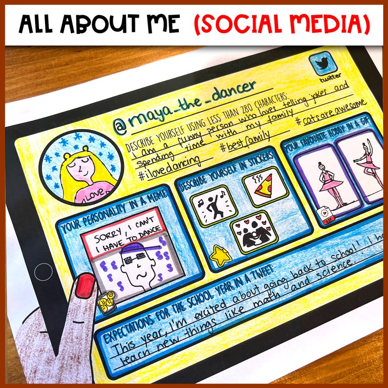 All About Me SOCIAL MEDIA Activity | Back to School Activity Worksheet ...