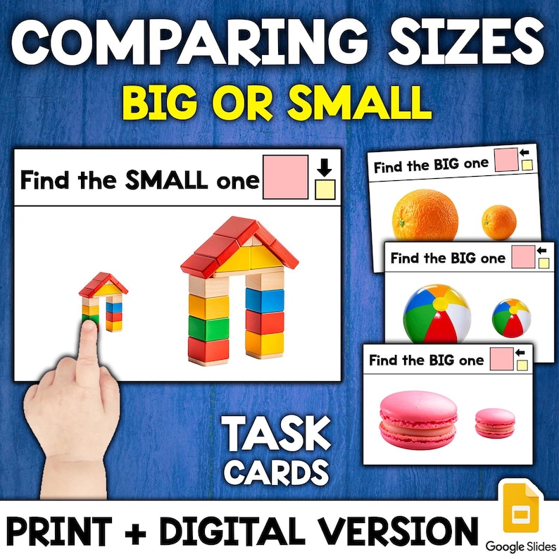Comparing Sizes Task Cards | Big and Small Sorting Activity | Sort by ...