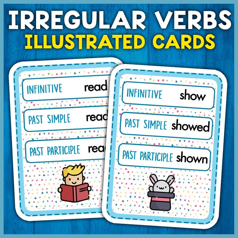 Irregular Verbs Cards SET 1 | Infinitive + Past Simple + Past ...