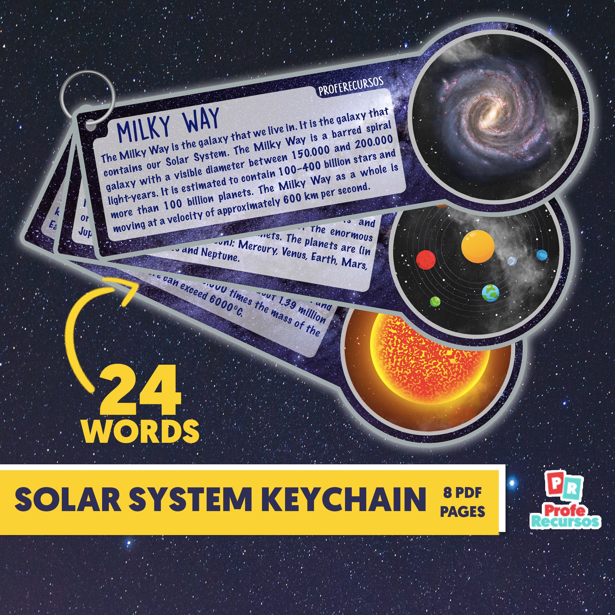 Solar System Vocabulary | Solar System Keychain - Etsy