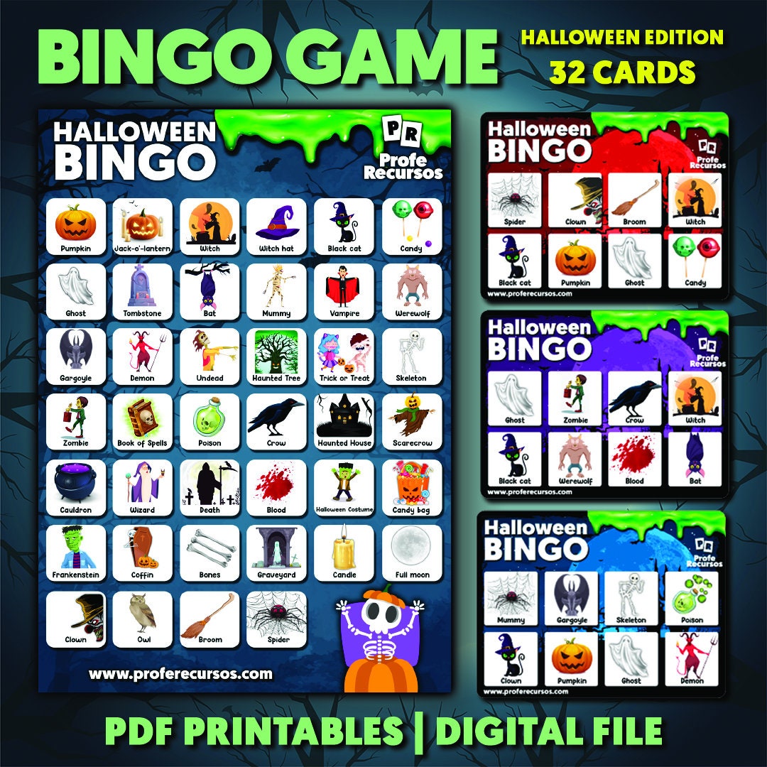 Halloween Bingo, Halloween Bingo Game, Halloween Bingo Cards, Halloween ...