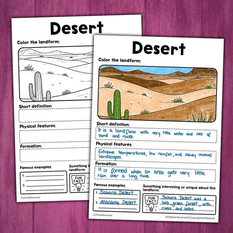 Landforms Geography Activity | Landforms Research Worksheets Activities ...