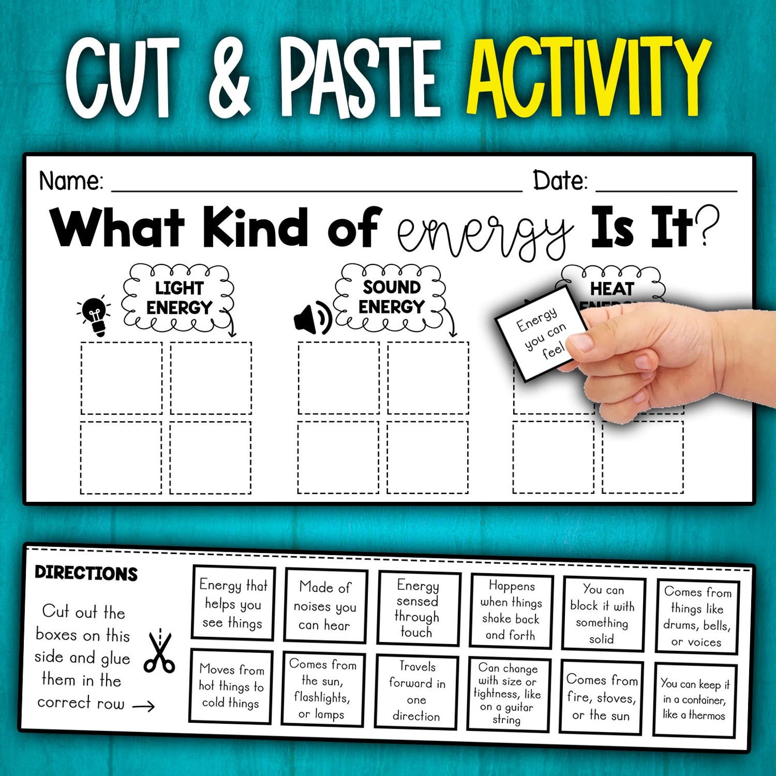 Types of Energy Sorting Activity | Light, Heat, or Sound Energy Sort ...