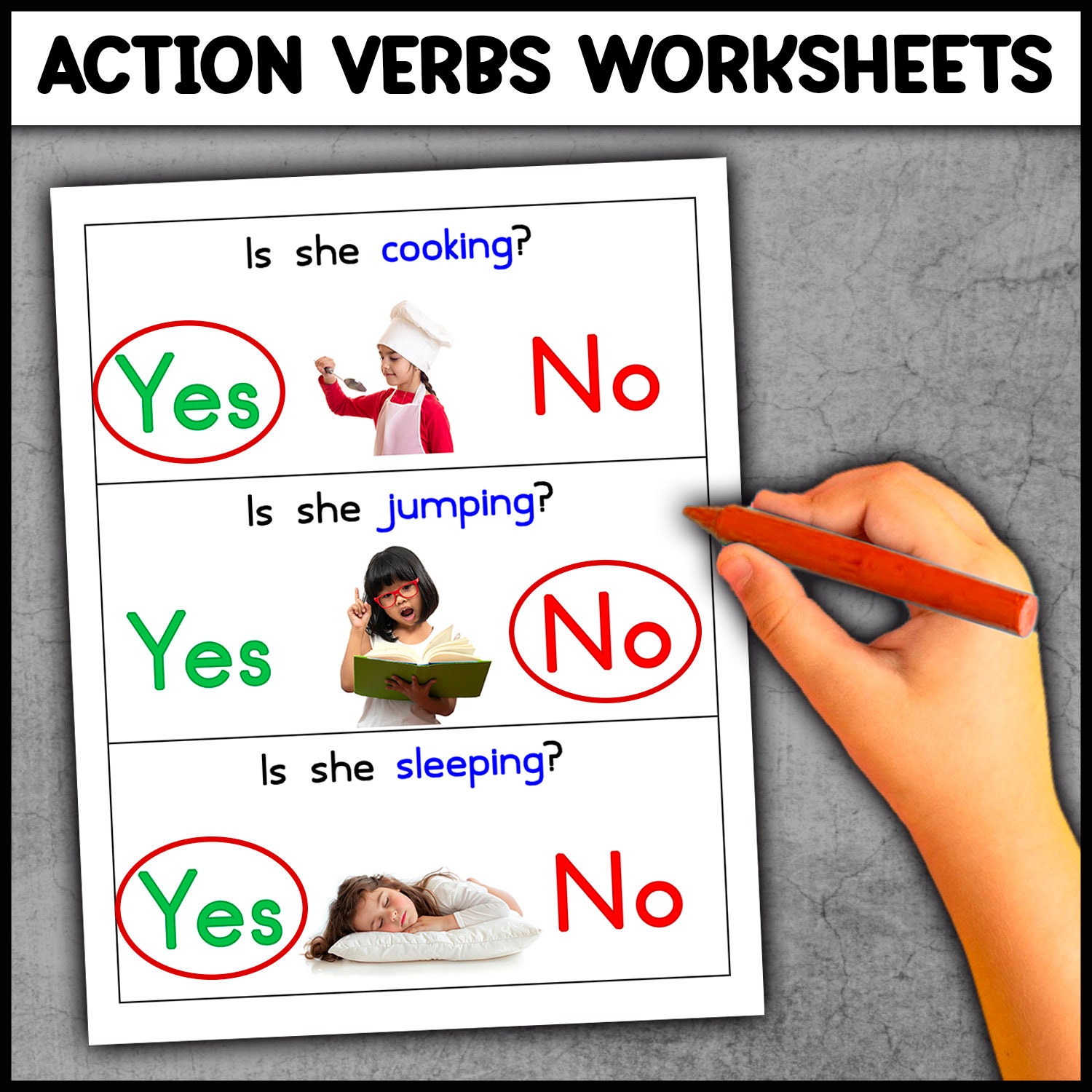 Action Verbs Worksheets Activities | Picture Cards for Autism | Special ...