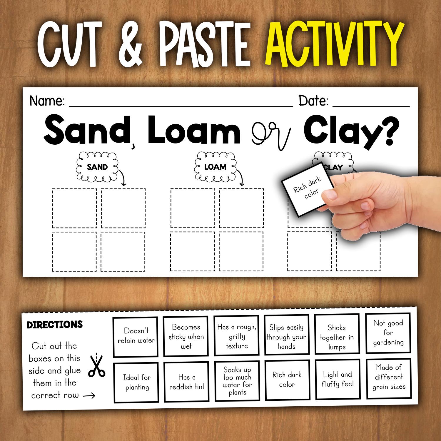 Types of Soil Sorting Activity | Properties of Soil Worksheet | Cut ...