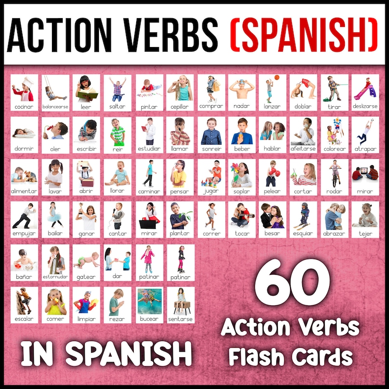 Action Verbs in SPANISH Flashcards Action Verbs in SPANISH Flashcards ...