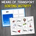 Means of Transport Sorting Activity | Sorting Vehicles by Water, Land ...