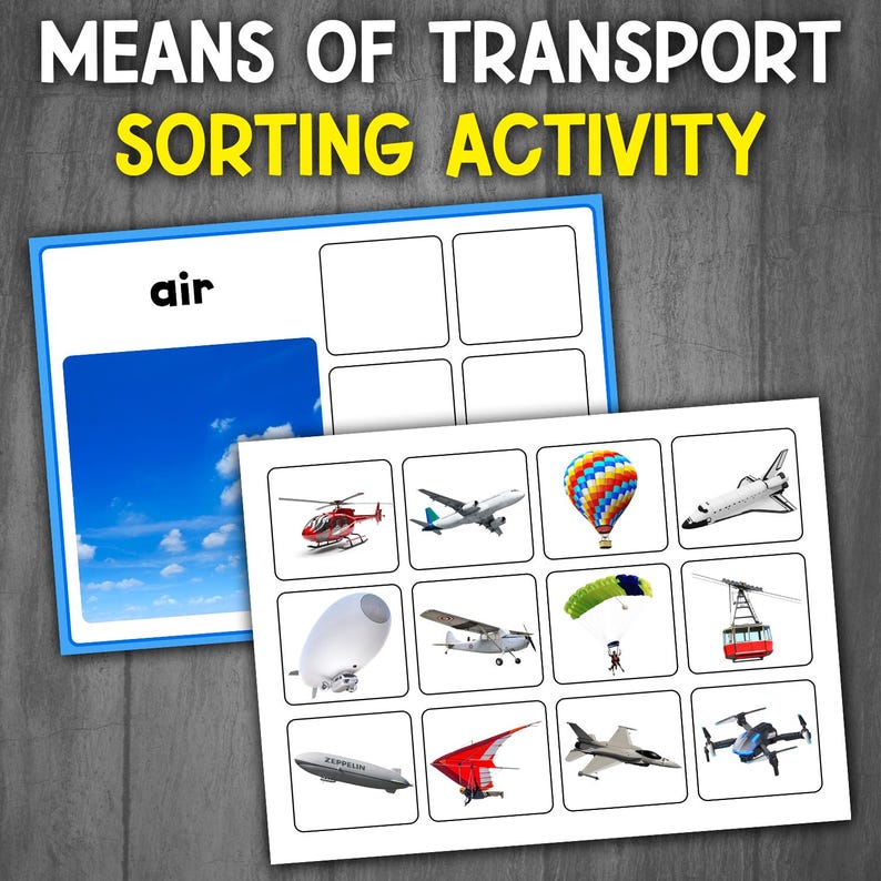 Means of Transport Sorting Activity | Sorting Vehicles by Water, Land ...