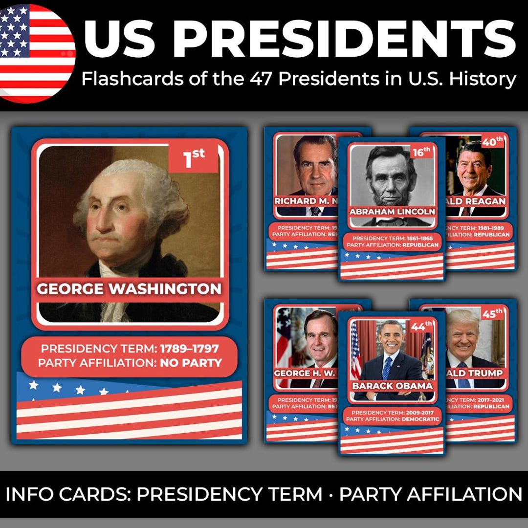 US Presidents Flashcards President Day Activity US History Activity US ...