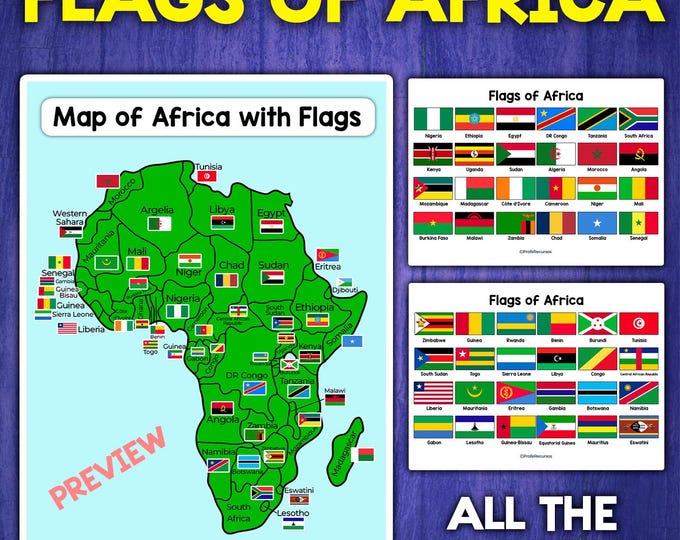 Digital Map of All African Countries With Their Flags and Their Capital ...