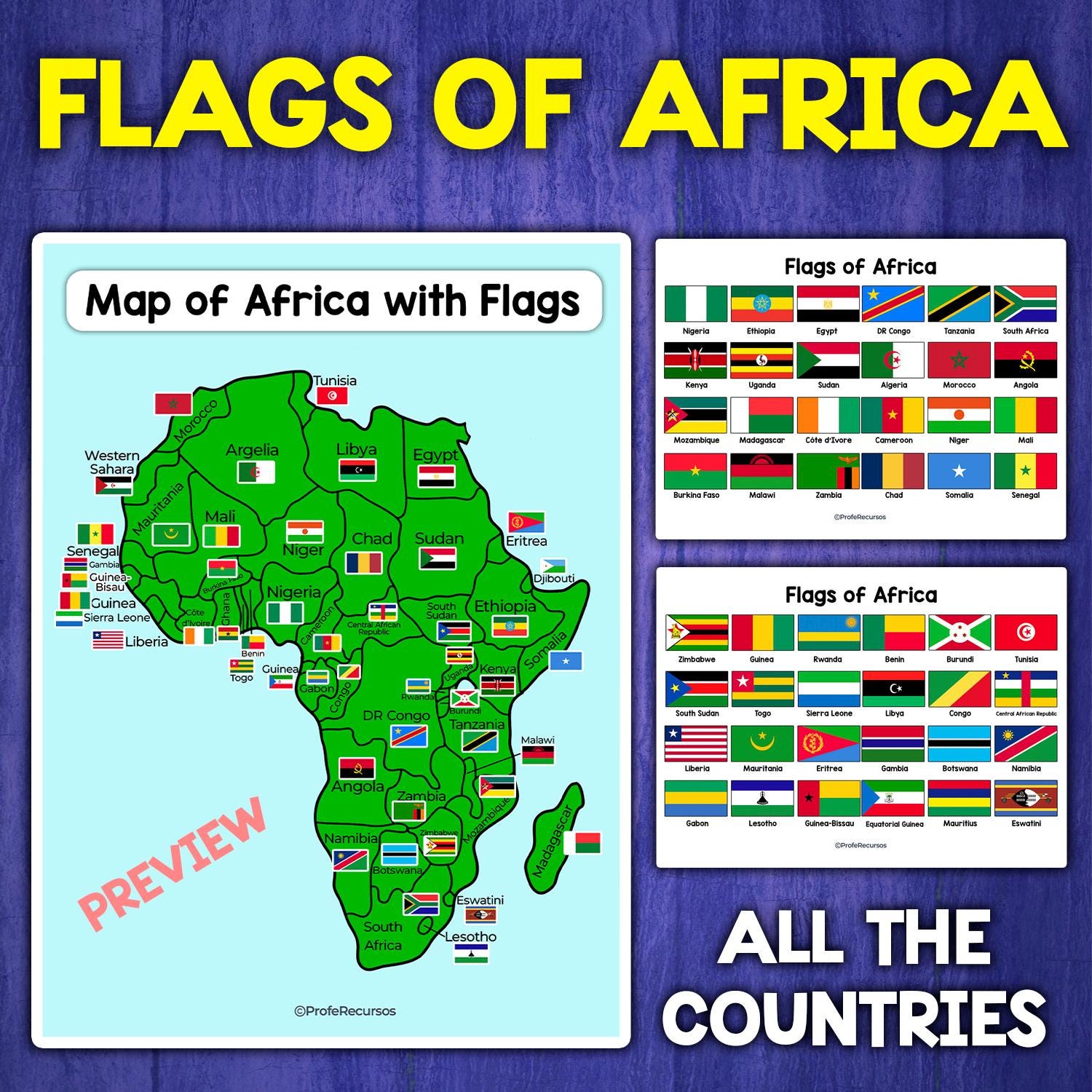 Map of Africa Political Map of Africa Flags of the Countries of Africa ...