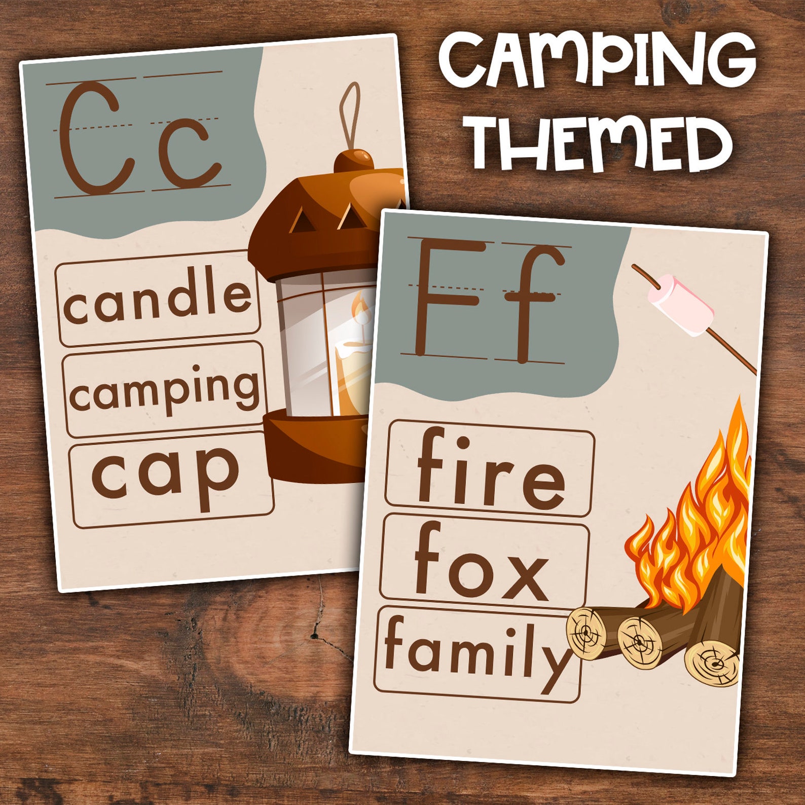 Alphabet Posters | THEMED CAMPING | Alphabet Cards | Letters Posters ...
