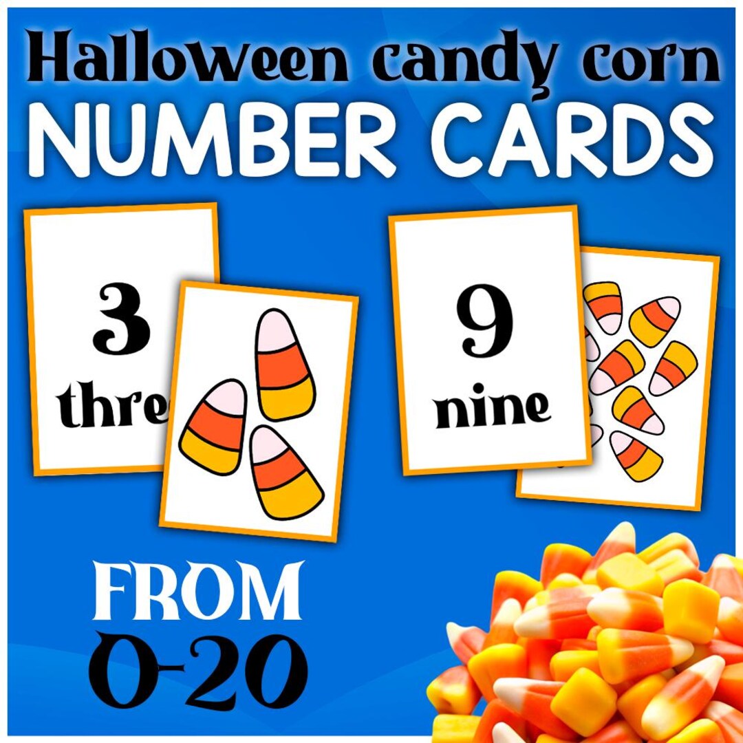 Halloween Cards Halloween Candy Corn Number Cards Halloween Number ...