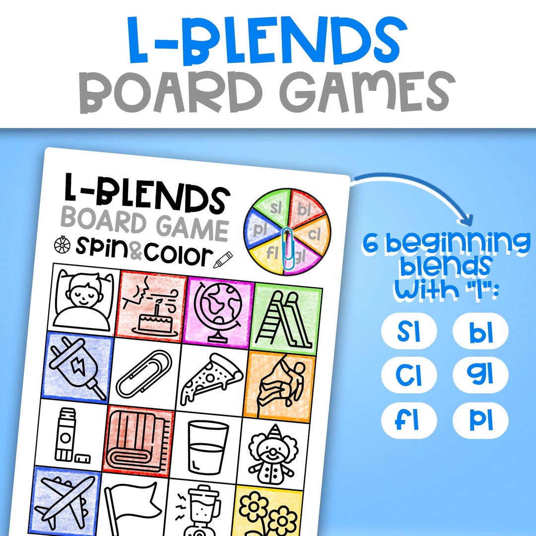 L-blends Board Games L-blends No Prep Activities Beginning Blends ...