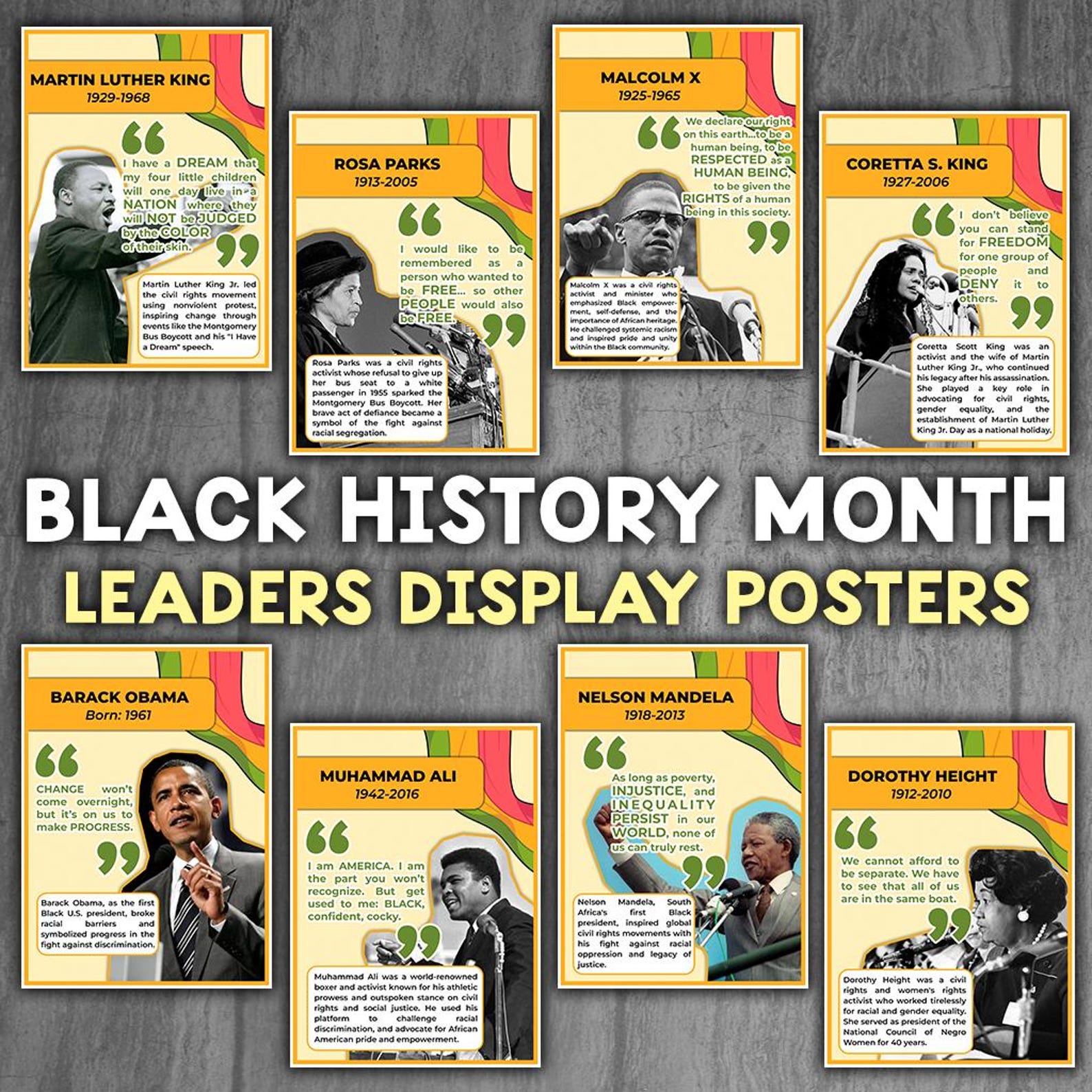 Black History Month Black Leaders Martin Luther King Nelson Mandela ...
