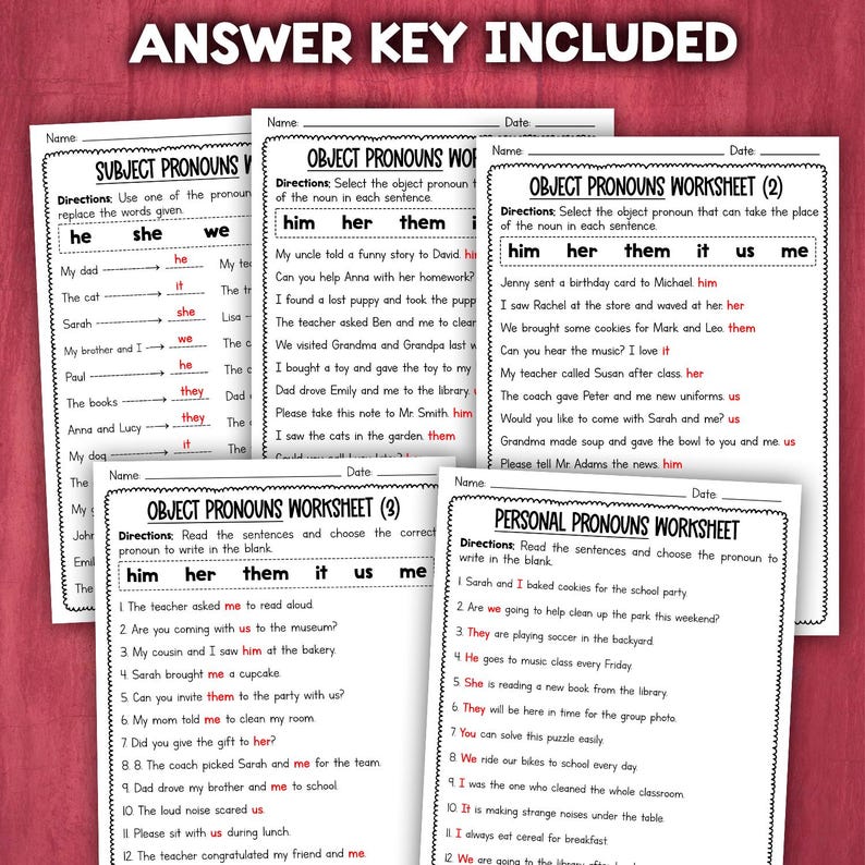 Pronouns Worksheets | Personal Pronouns, Subject Pronouns and Object ...
